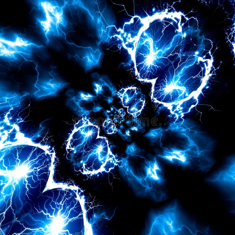 Thunder Energy Waves in Black Background Stock Illustration ...