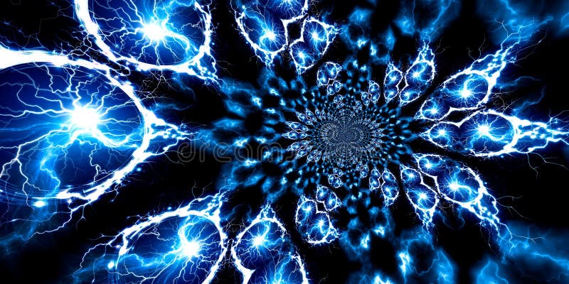 Thunder Energy Waves in Black Background Stock Illustration ...