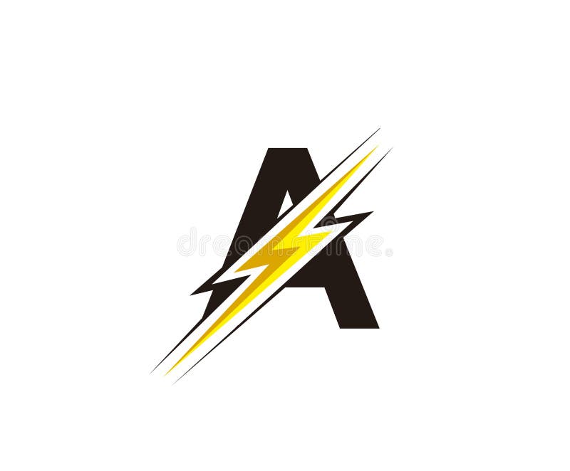 Thunder Flash a Letter Electrical Logo Icon. Stock Illustration ...