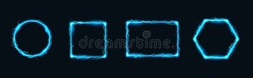 Thunder Frame. Magic Lightning Border, Electric Energy Square and Shock ...
