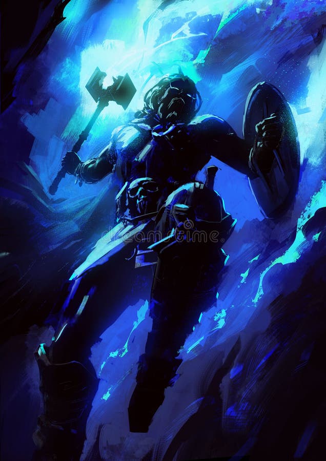 The Thunder God Thor is Flying through the Sky with His Sparkling ...