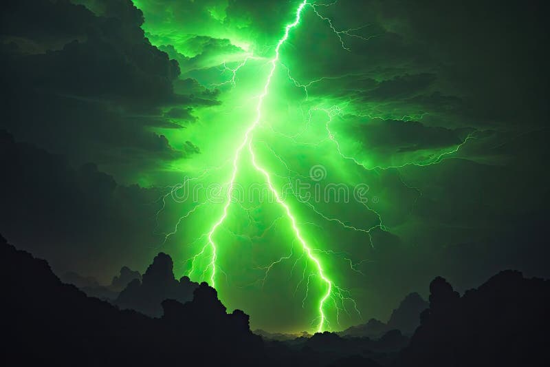 Flash of Lightning on Dark Background. Thunderstorm Blue Energy Design ...