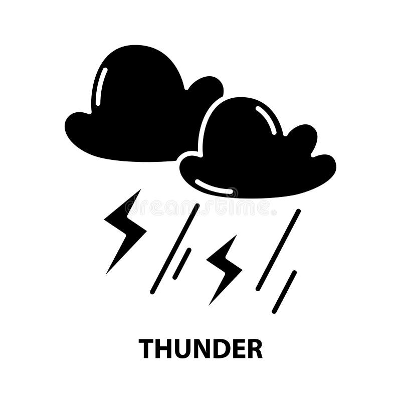 Thunder Icon, Black Vector Sign with Editable Strokes, Concept ...