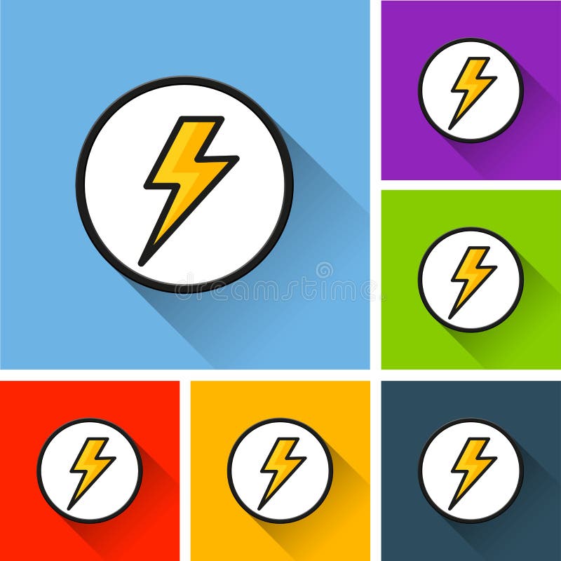 Thunder Icons Set, Simple Style Stock Vector - Illustration of record ...