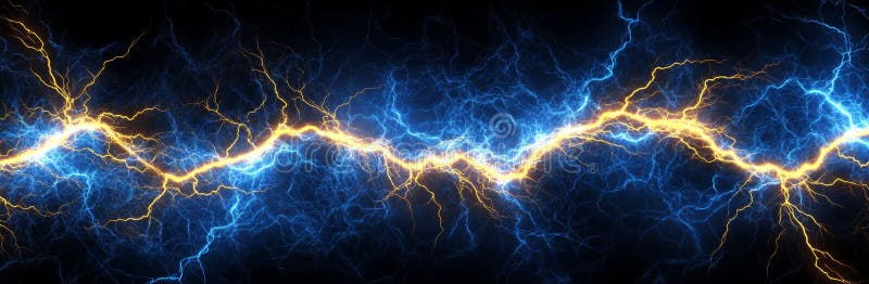 Thunder and Light Effect Background. Bolt Energy Collision in Blue and ...