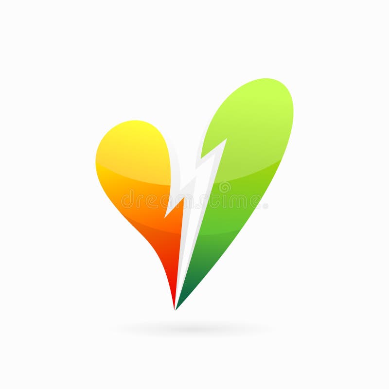 Thunder Light and Love Shapes Combination Logo Design Stock Vector ...