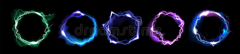 Thunder Light. Power Energy Circle, Neon Flare Effect or Flash Graphic ...