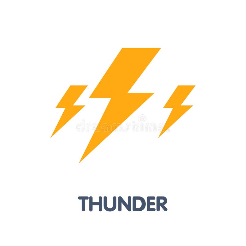 Thunder Lightening Flat Icon Design Style Illustration on White ...