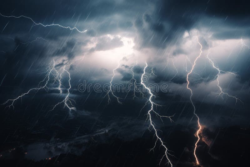 Thunder Lighting Extremely. Generate Ai Stock Illustration ...