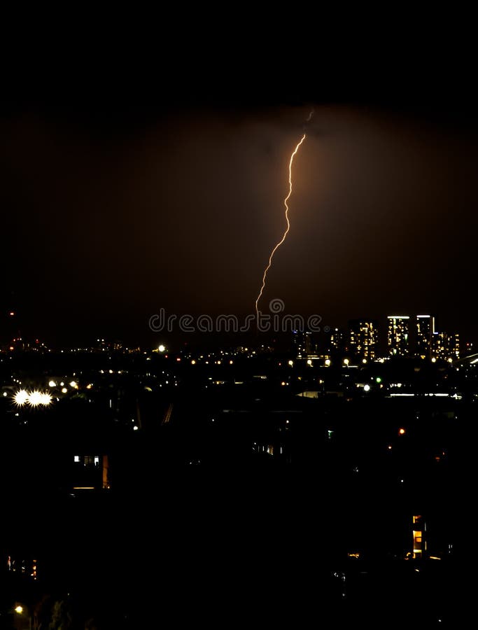 The Thunder Lighting at Night Stock Photo - Image of thunderstorm ...