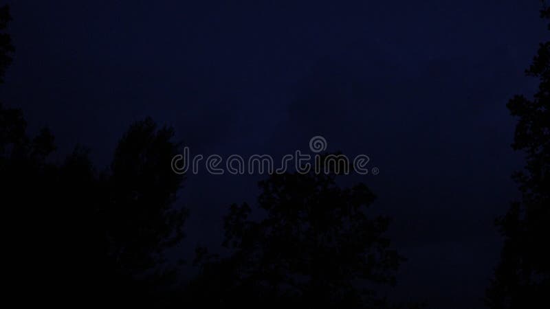 Stormy Night Thunder and Lightning Over a Barren Landscape with a ...