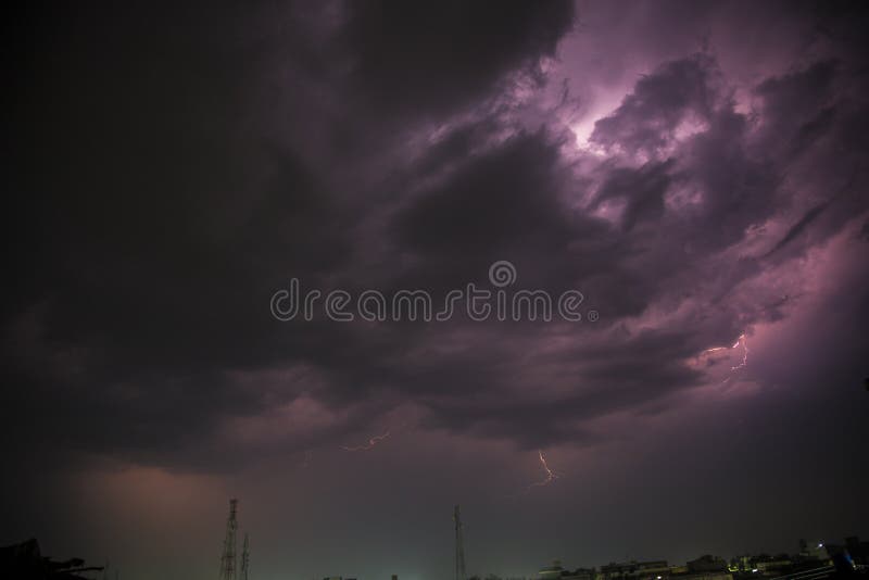 Thunder and Lightning stock photo. Image of dawn, night - 225517652