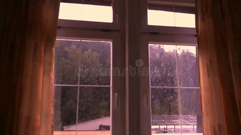 Thunder and Lightning Outside the Window. Stock Video - Video of rain ...