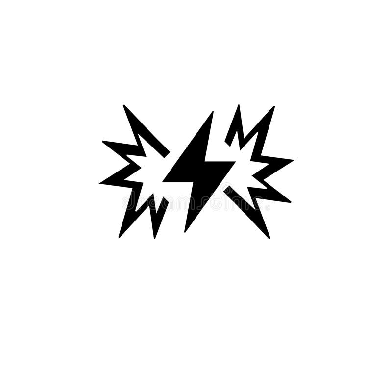 Thunder and Lightning, Thunderbolt Flash Solid Flat Vector Icon Isolated on White Background ...