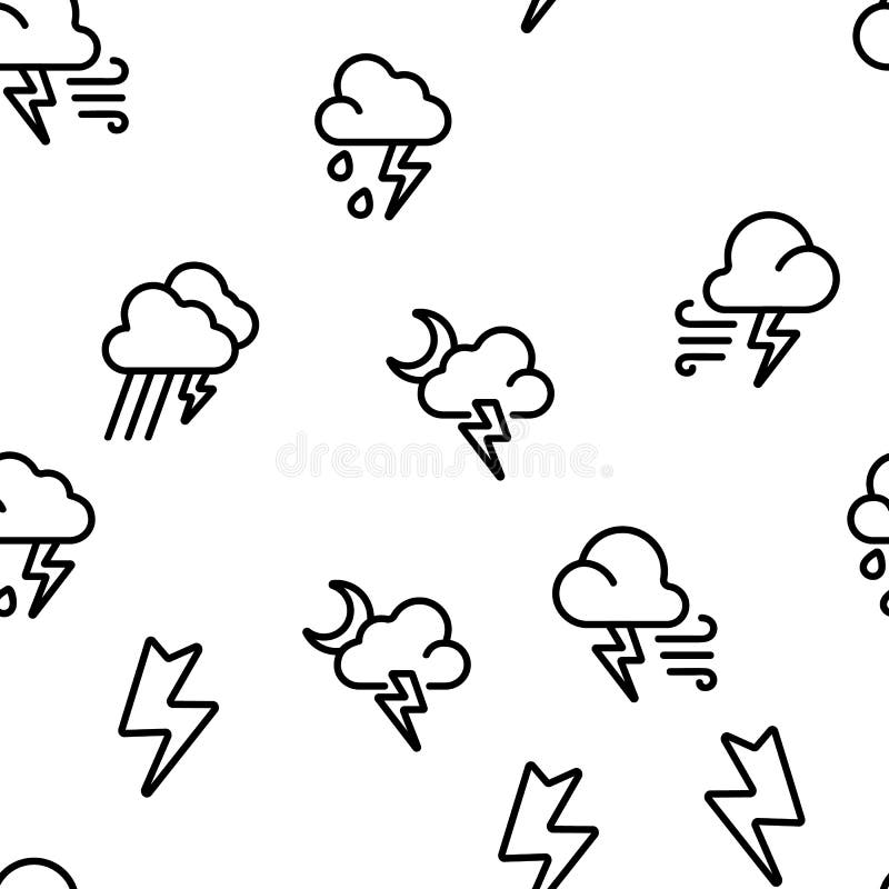 Thunder and Lightning Vector Seamless Pattern Stock Vector ...