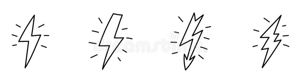 Thunder Line Icons Set. Drawn by Hand. Continuous Line Stock Vector ...
