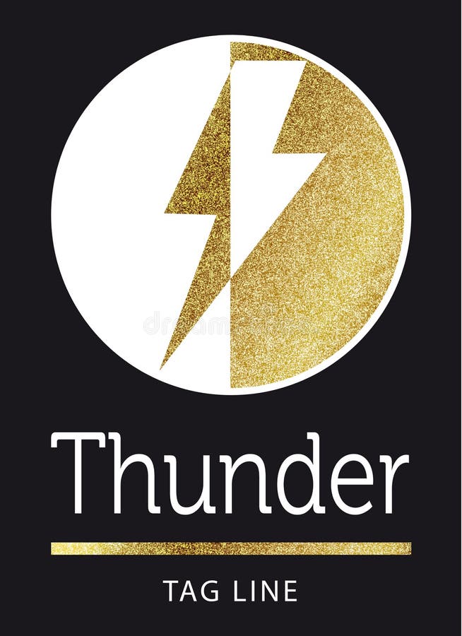 Thunder logo in golden stock vector. Illustration of company - 86217013