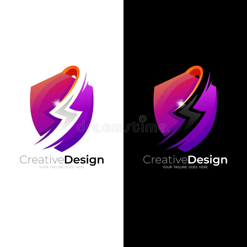 Thunder Logo and Shield Design Vector Image Stock Vector - Illustration ...