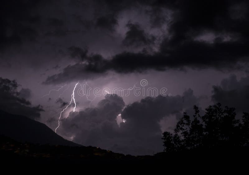 Thunder in the night stock image. Image of southern, landscape - 87627445