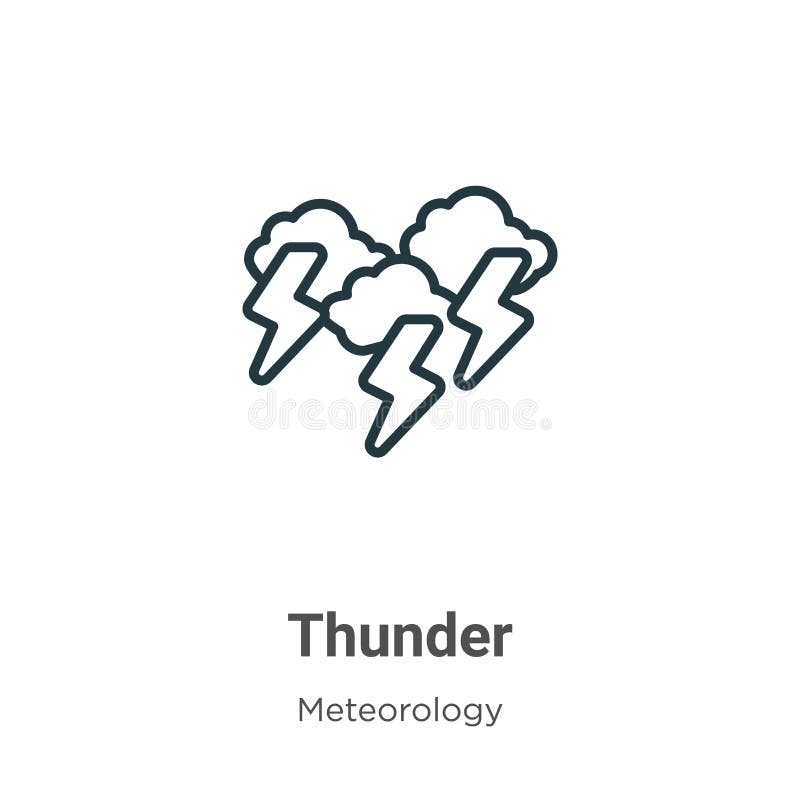 Outline Thunder Vector Icon. Isolated Black Simple Line Element ...