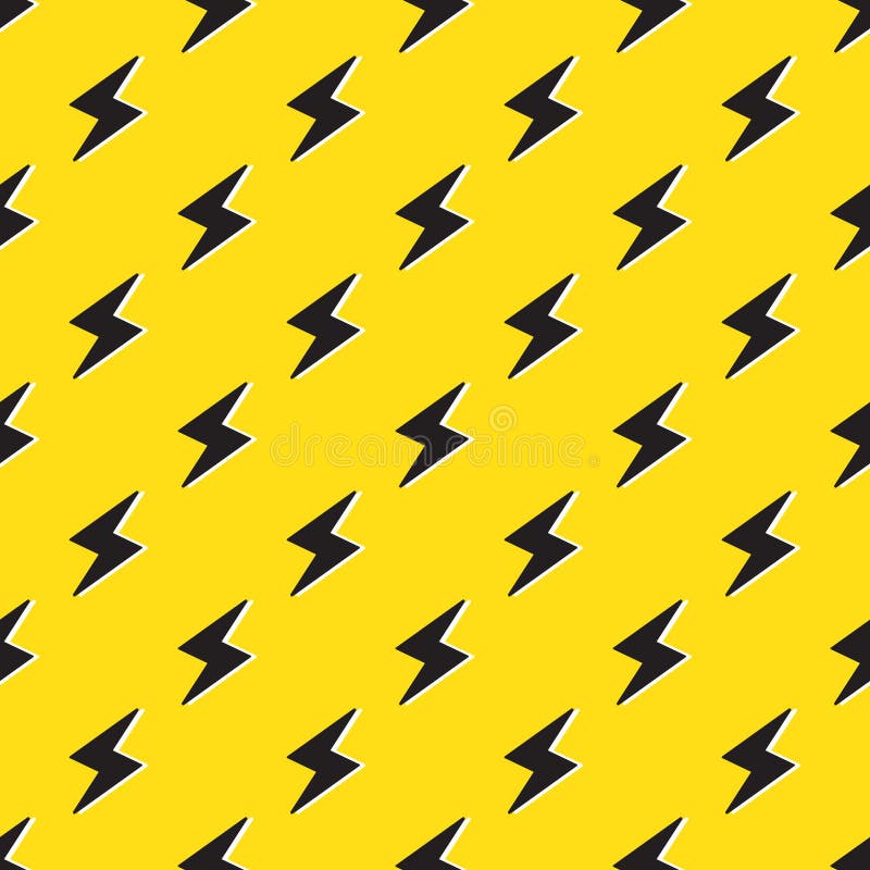 Thunderbolt Seamless Pattern on a White Background. Lightning Bolt ...