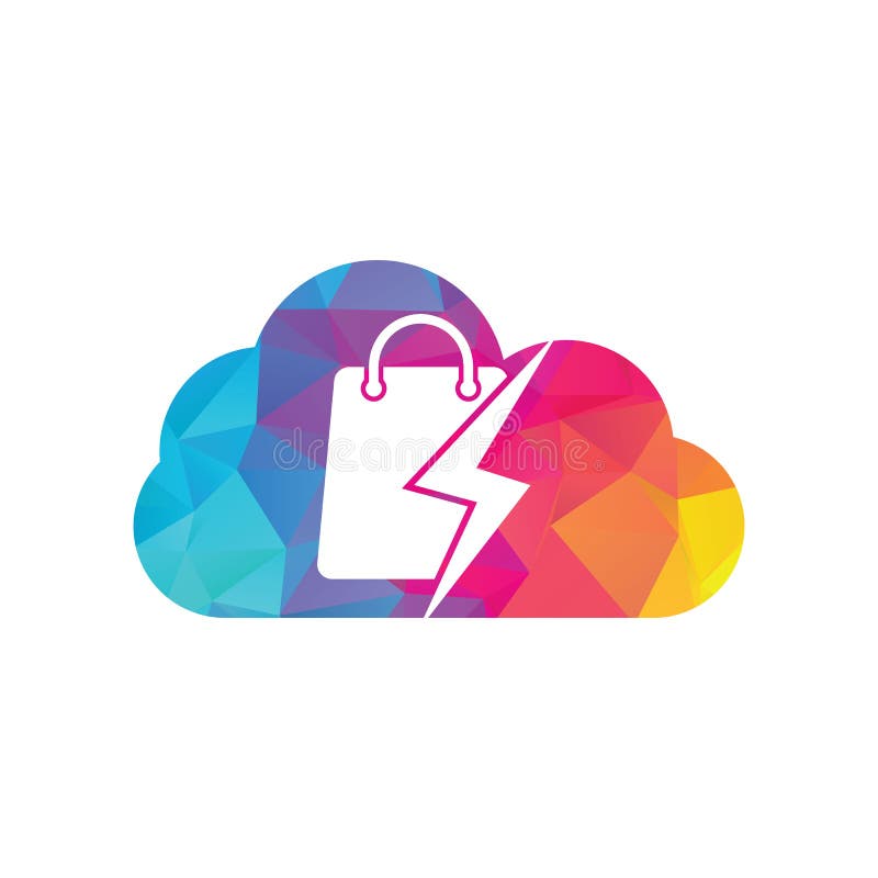 Thunder Shop Cloud Shape Concept Logo Design Vector. Stock Vector ...