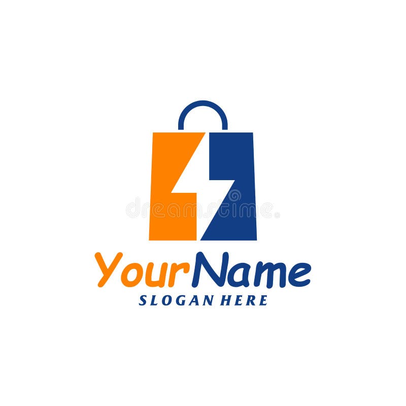 Thunder Shop Logo Design Template. Fast Shop Logo Concept Vector Stock ...