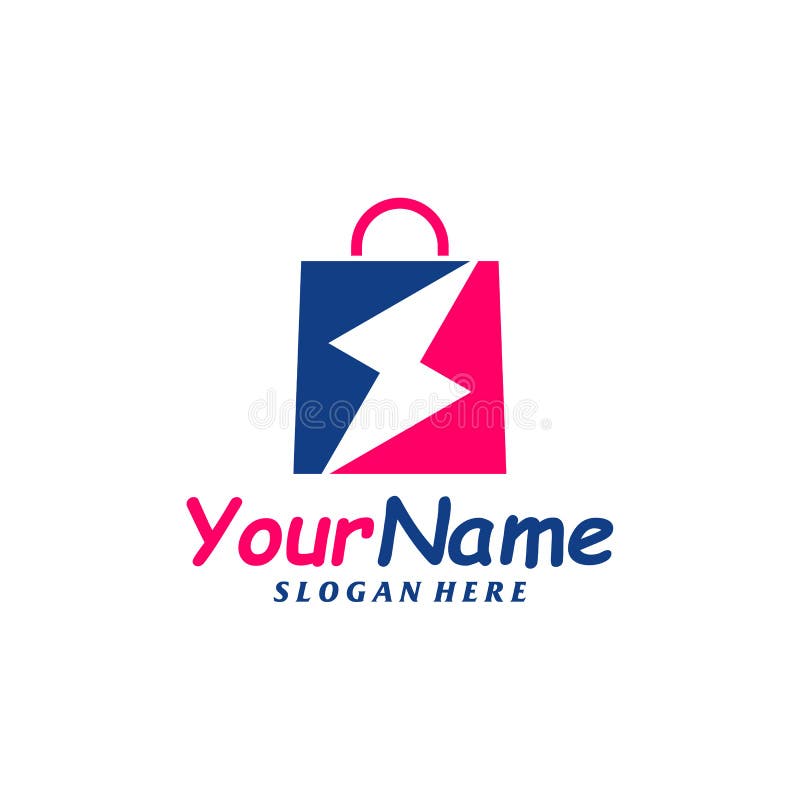 Thunder Shop Logo Design Template. Fast Shop Logo Concept Vector Stock ...