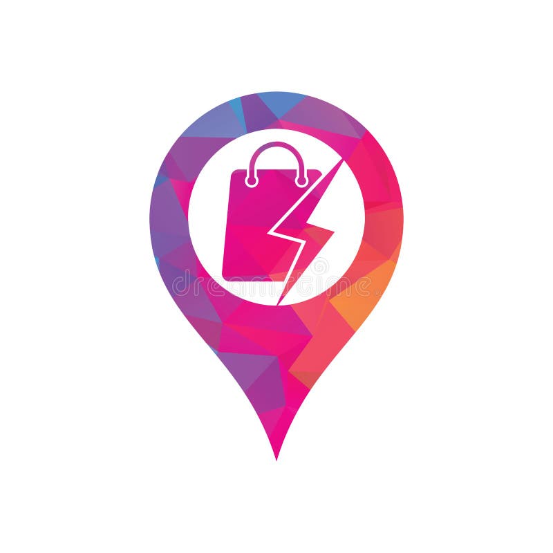 Thunder Shop Map Pin Shape Concept Logo Design Vector. Stock Vector ...