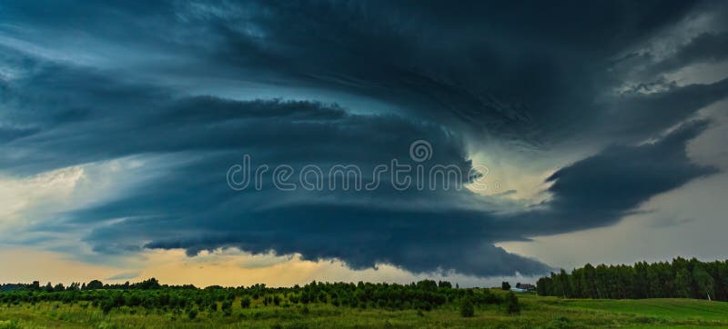 Thunder Storm Clouds with Supercell Wall Cloud, Summer, Lithuania Stock ...