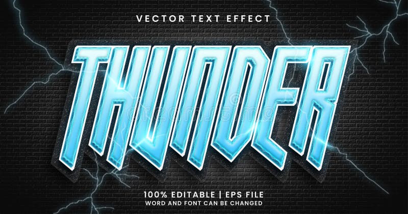 Thunder Editable Text Effect Stock Vector - Illustration of alphabet ...