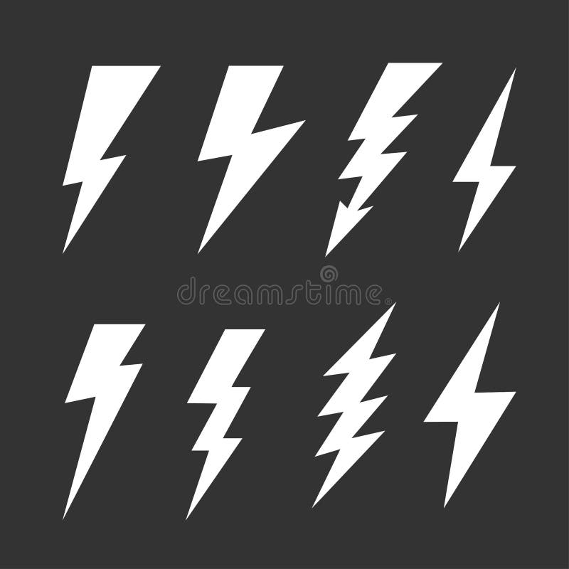 Thunder and Bolt Lighting Flash Icons Set Stock Vector - Illustration ...