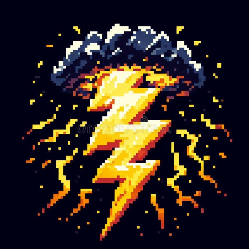 Thunder Vector Design,pixel Art Stock Illustration - Illustration of ...