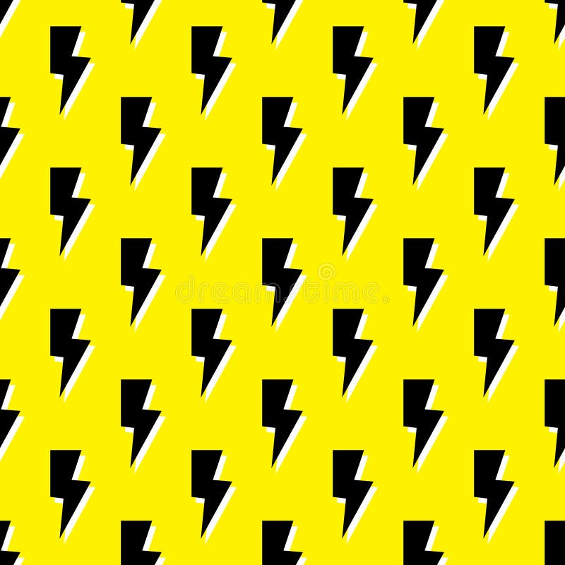 Thunder Vector Seamless Pattern, Wallpaper. Bolt Symbol Pattern. Yellow ...