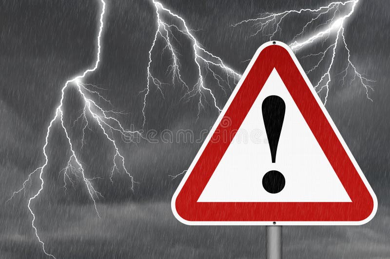 Thunder. Warning sign stock image. Image of electricity - 101436847