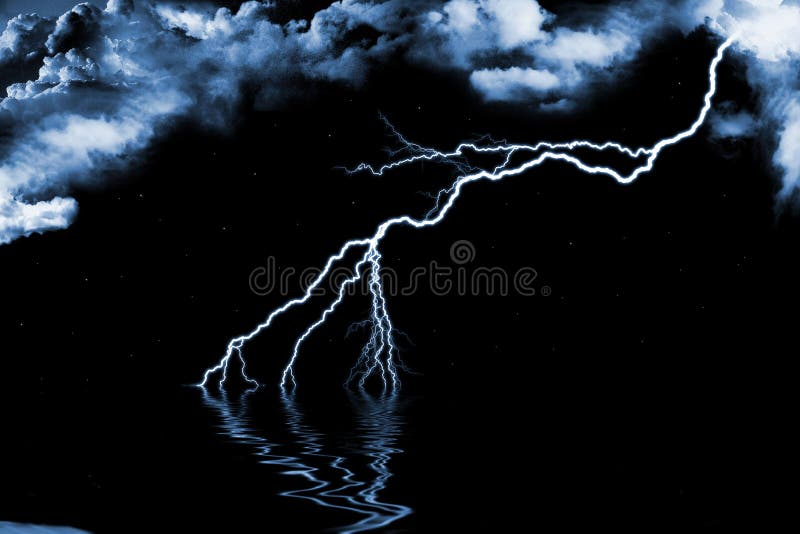 Thunder, Water and Blue Clouds Stock Illustration - Illustration of ...