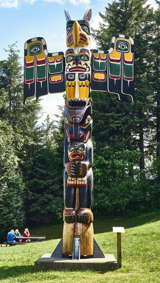 The Thunderbird Bear Totem Pole at the Campbell River Museum. Editorial ...