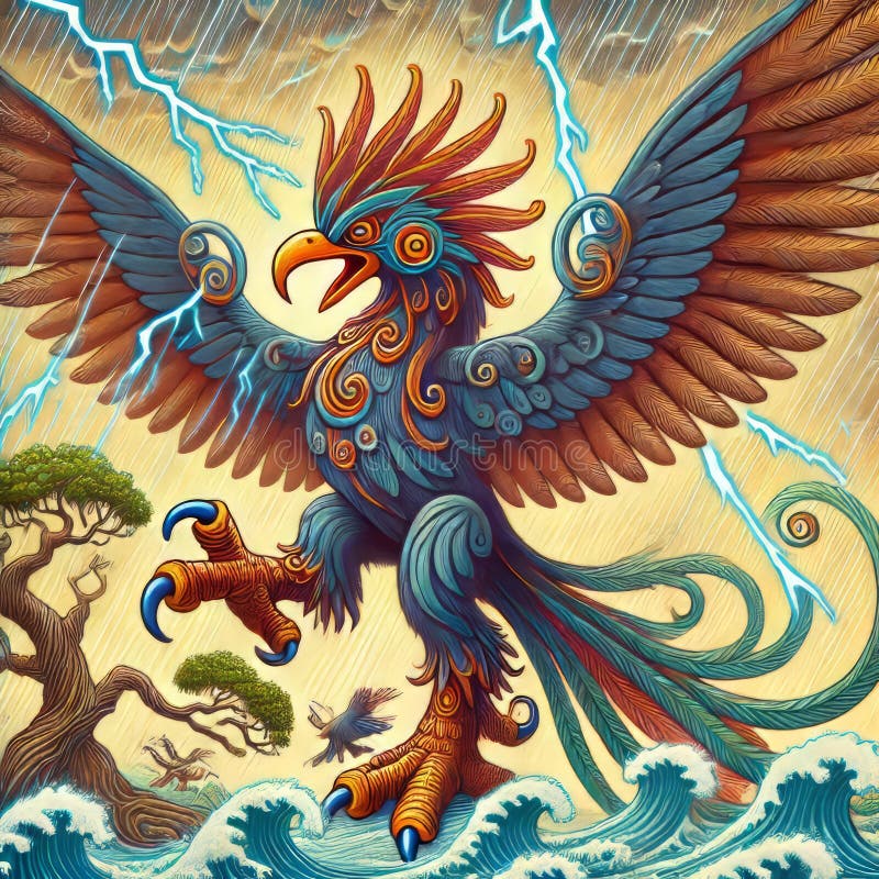 Thunderbird Giant Bird Controls Storms Powerful Wings Indigenous Stock ...