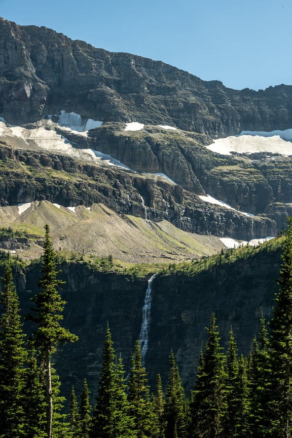 Thunderbird Glacier Melt Flows Over Thunderbird Falls in Glacier Stock ...