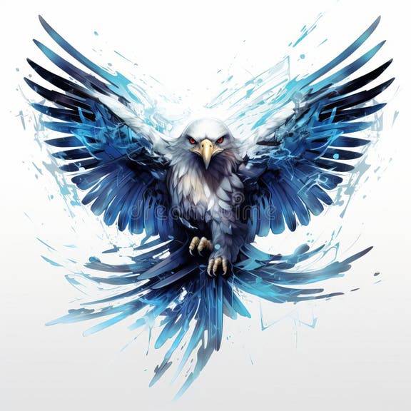 Majestic Thunderbird in Vibrant Blue Hue on White Background Stock ...