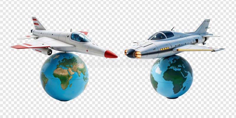 Thunderbird Ship Hovering Over Earth Globe on Transparent Background ...
