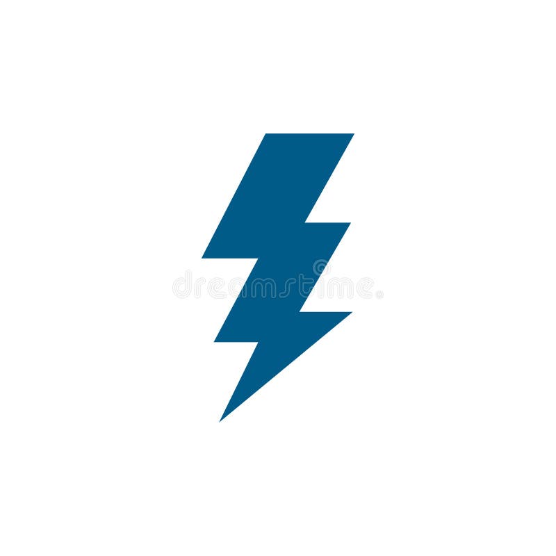 Thunderbolt Blue Icon on White Background. Blue Flat Style Vector ...