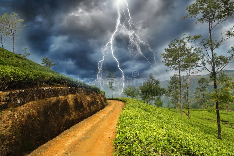 Lightning Over Farm in Field Stock Image - Image of scenery, building ...