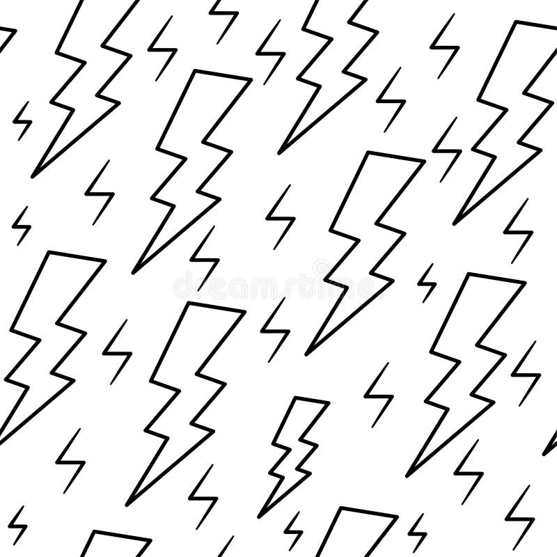 Thunderbolt Doodle Seamless Pattern Stock Vector - Illustration of ...