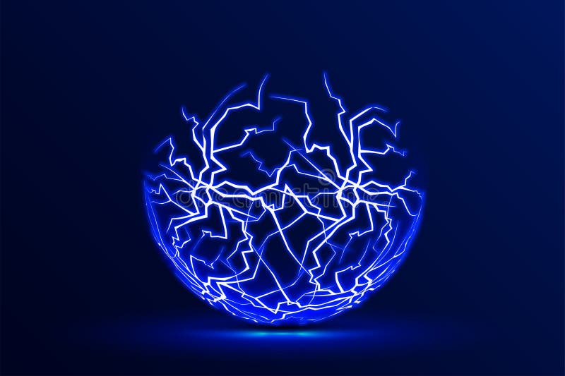 Thunderbolt Electricity Lightning Effect. Round Electric Shock. Power ...