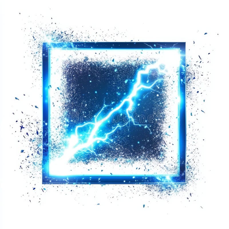 Thunderbolt Frames with Blue Electric Borders, Isolated Photo Frames ...