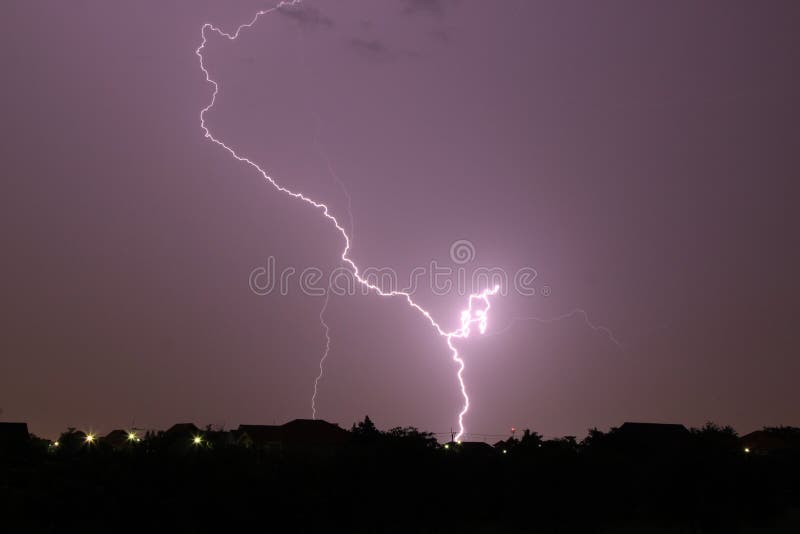 Thunderbolt and Heavy Storm Stock Image - Image of thunderbolt, town ...