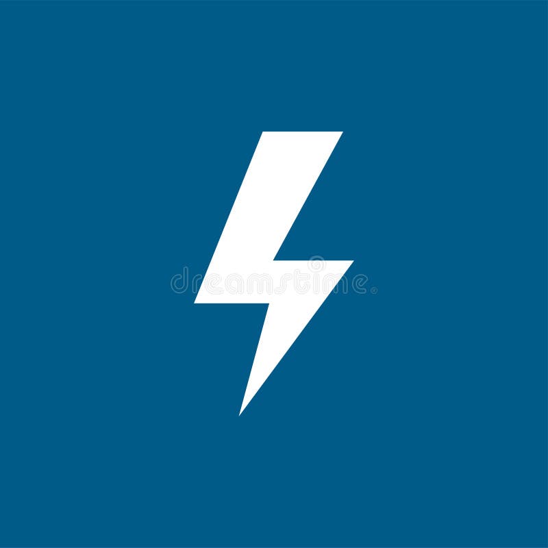 Thunderbolt Icon on Blue Background. Blue Flat Style Vector ...