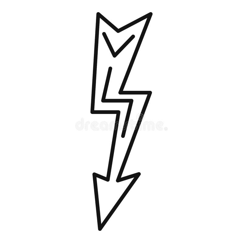 Outline Thunderbolt Vector Icon. Isolated Black Simple Line Element ...