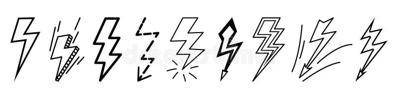 Thunderbolt Icons, Thunderstroke Collection Stock Illustration ...